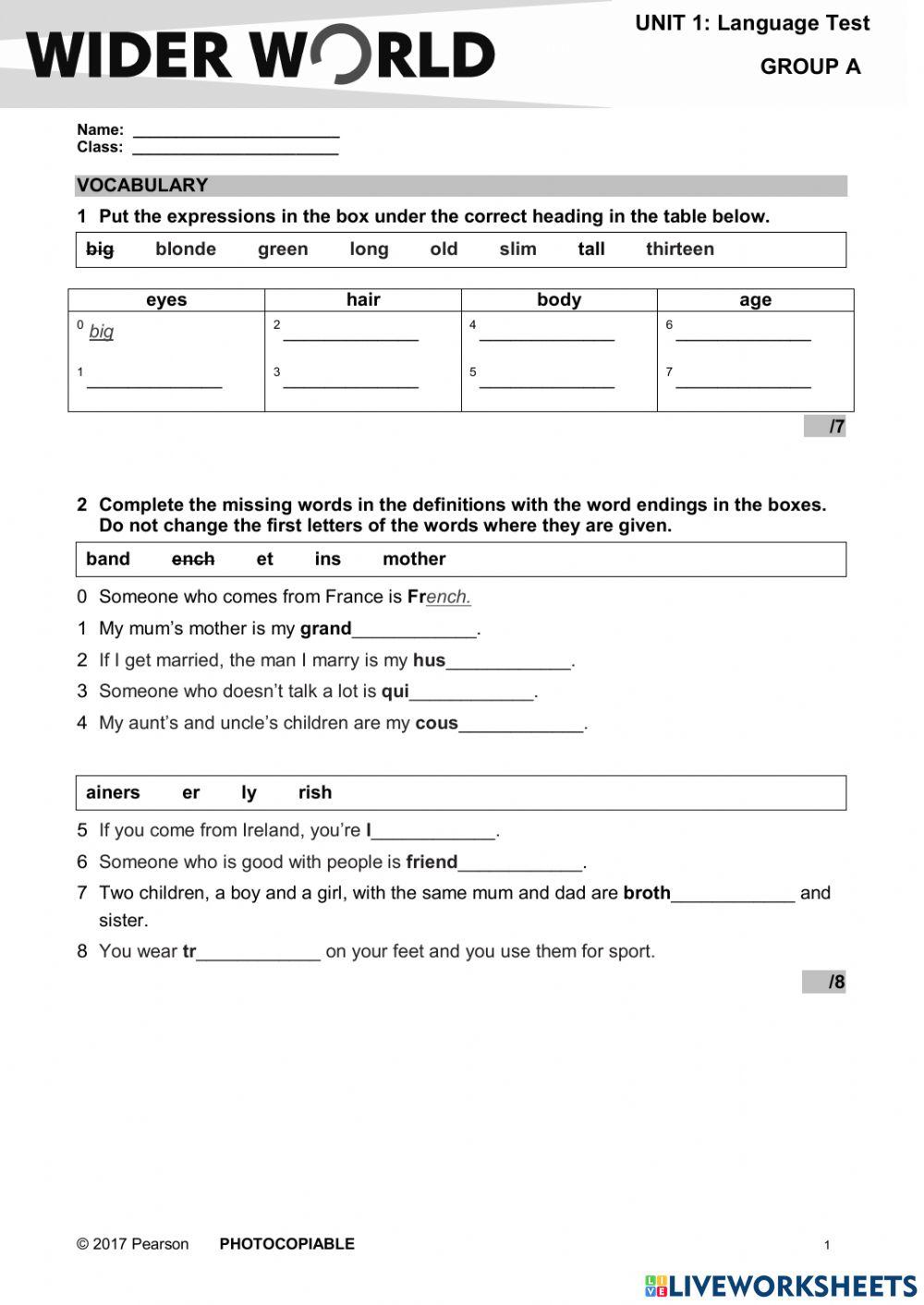 6927284 | Wider world 1 unit 1 | yuliaomelianenko366