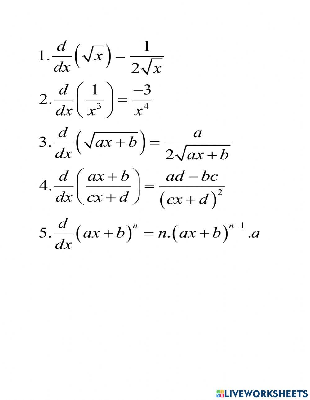 Derivative Formula Derivative Formula
