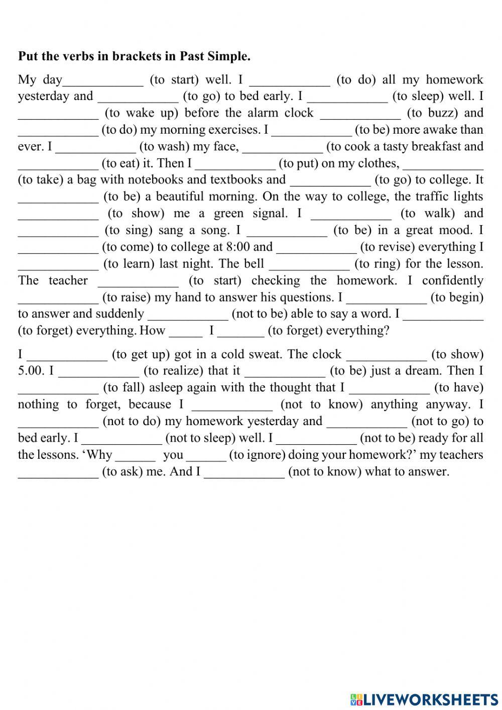 My day was... worksheet | Live Worksheets