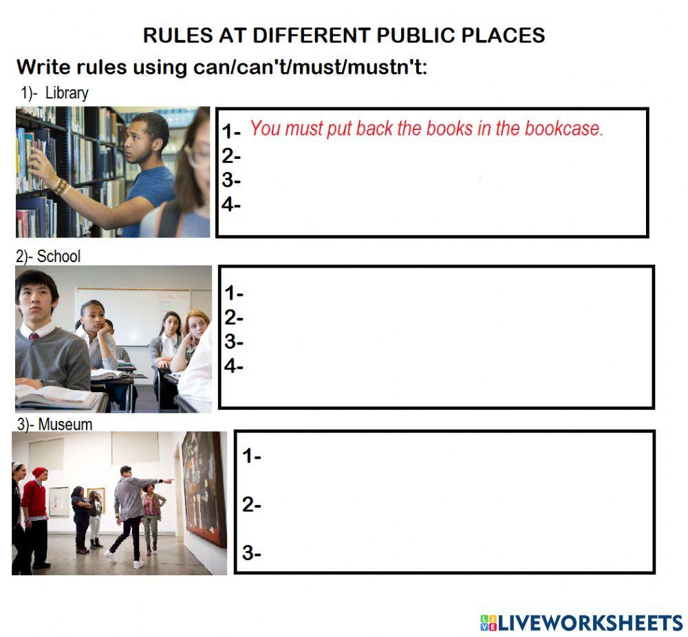 Rules at public… | Free Interactive Worksheets | 2297037