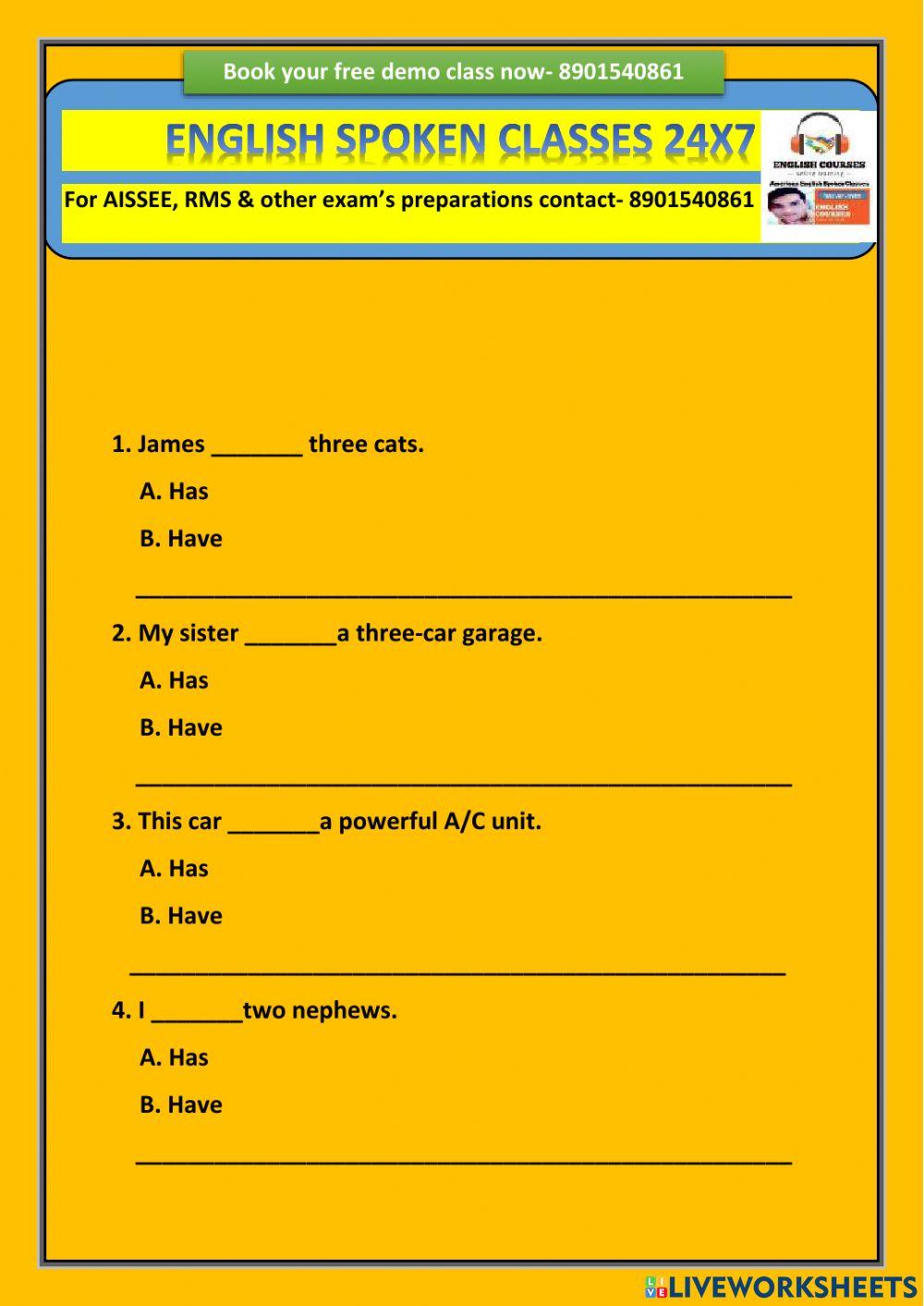 Has And Have Worksheet For Pre Intermediate Live Worksheets has-and-have-worksheet-for-pre-intermediate-live-worksheets