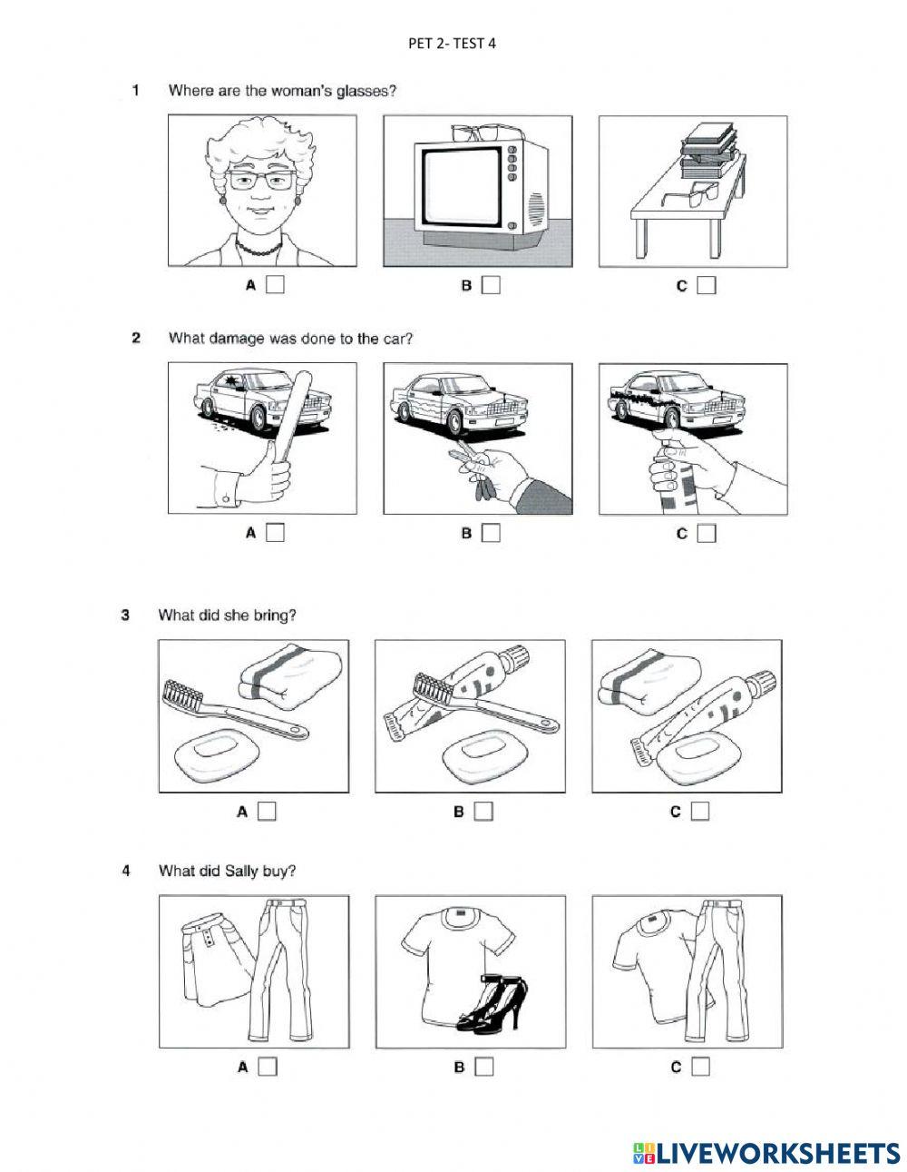 Pet 2- test 4 worksheet | Live Worksheets