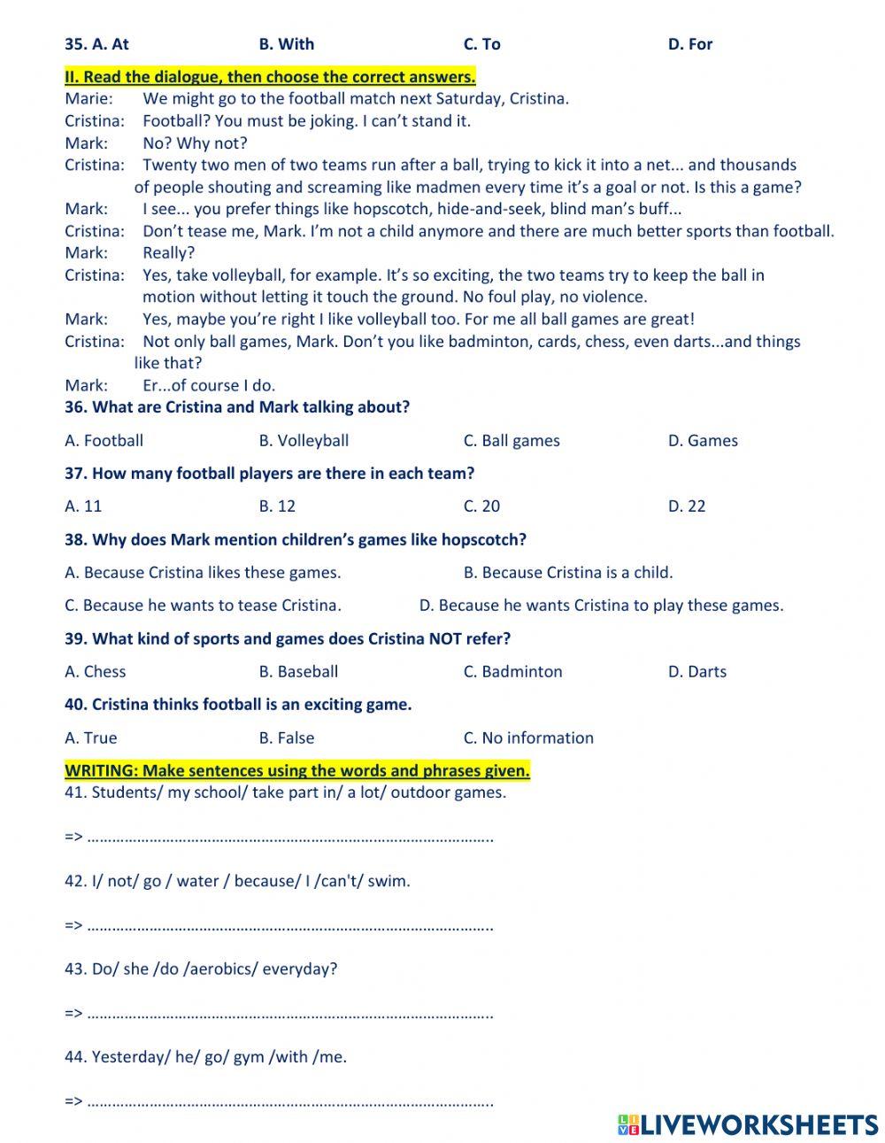 G6-unit 8 tn 50c test1 worksheet | Live Worksheets