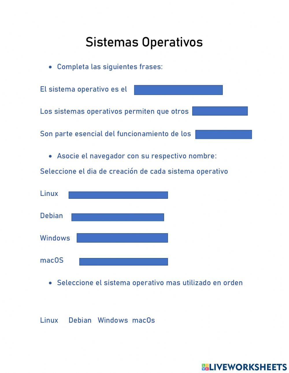 Sistemas operativos activity for grado 3 | Live Worksheets
