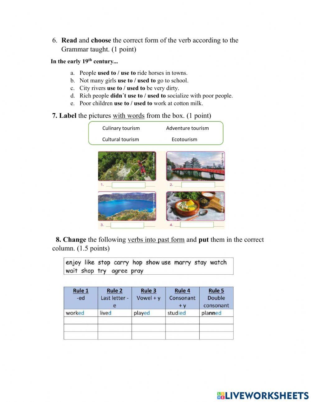 English test online exercise for 7TH GRADE | Live Worksheets