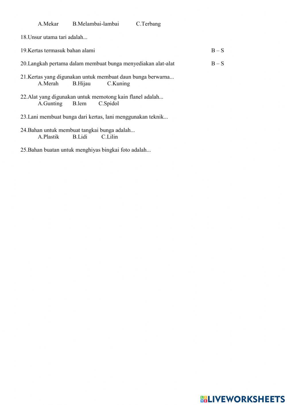 Soal online exercise for 2 | Live Worksheets