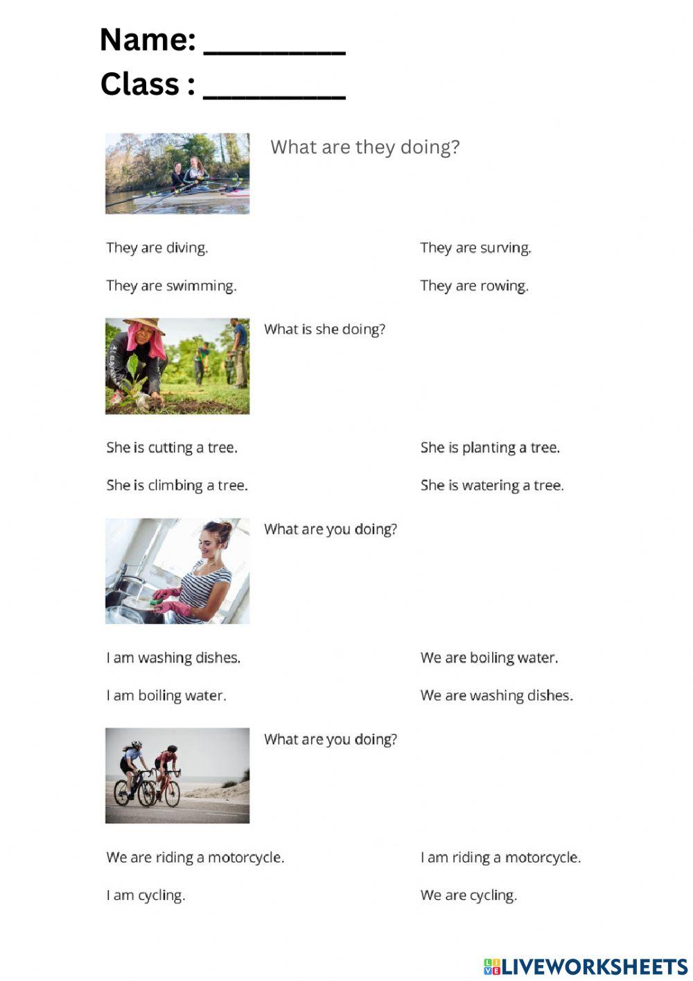 What are you doing? | LiveWorksheets | 2298231