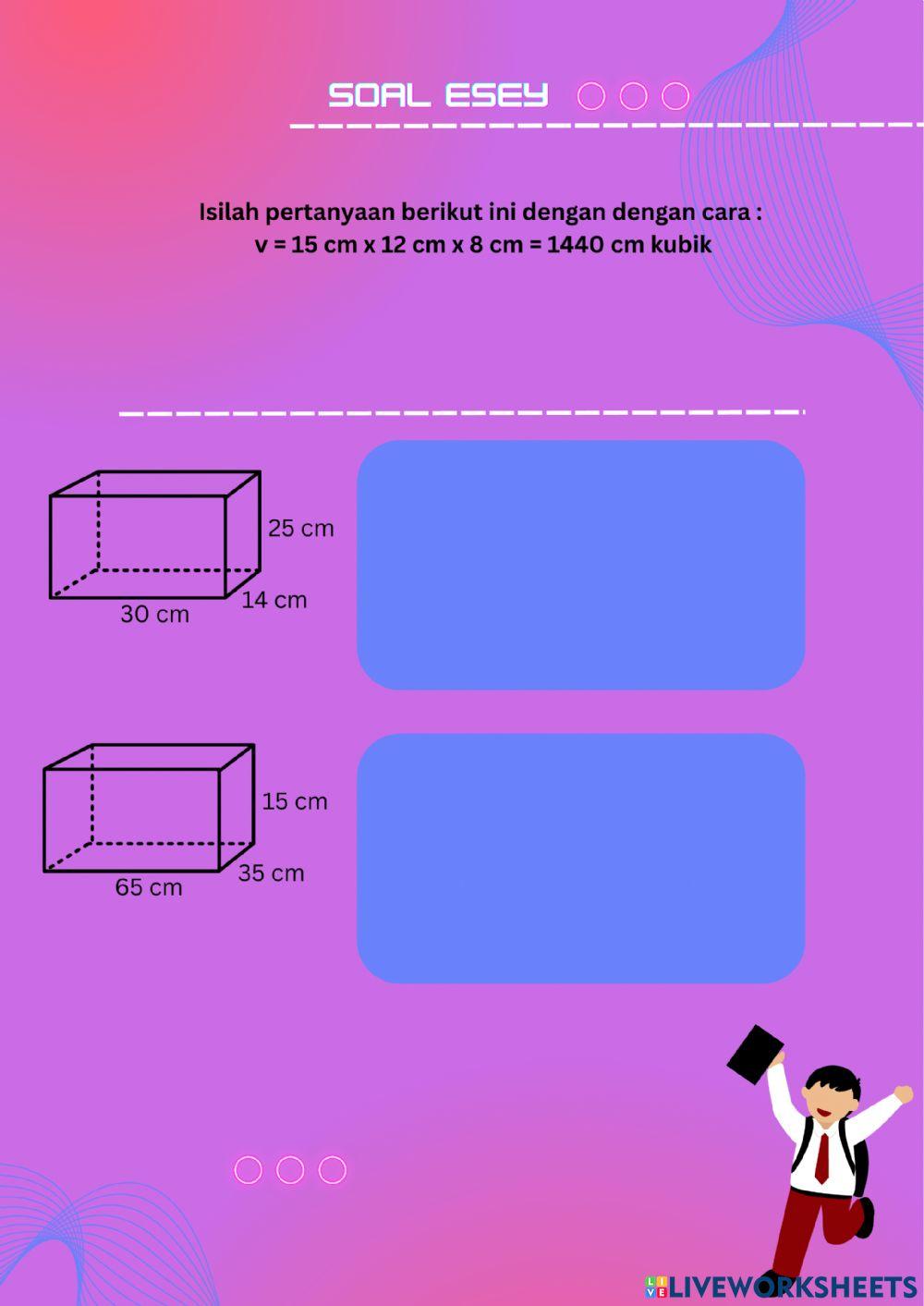 Volume balok exercise for 5 | Live Worksheets