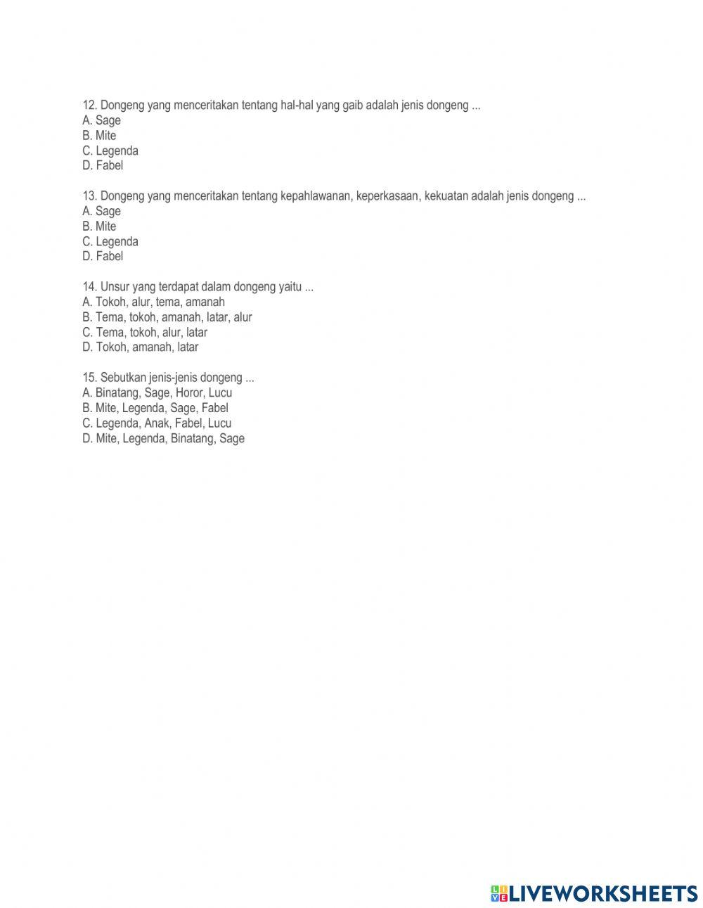 soal dongeng | Free Interactive Worksheets | 2545865