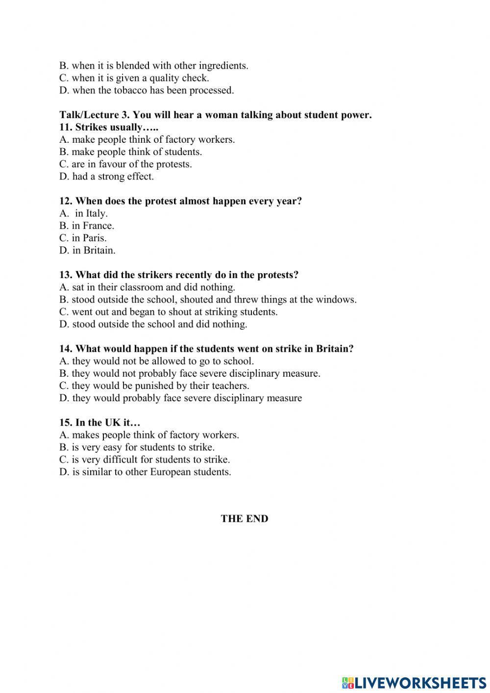 Hw lis u1 worksheet | Live Worksheets