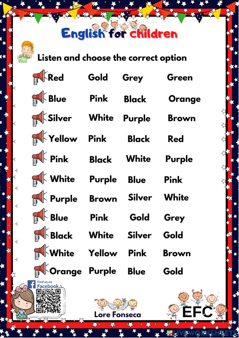 Colors efc lore… | Free Interactive Worksheets | 2298947