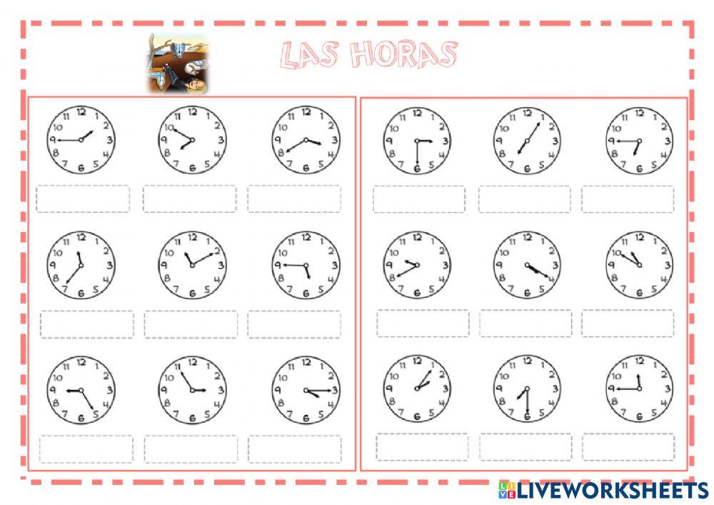 Horas y relojes | LiveWorksheets | 2299026