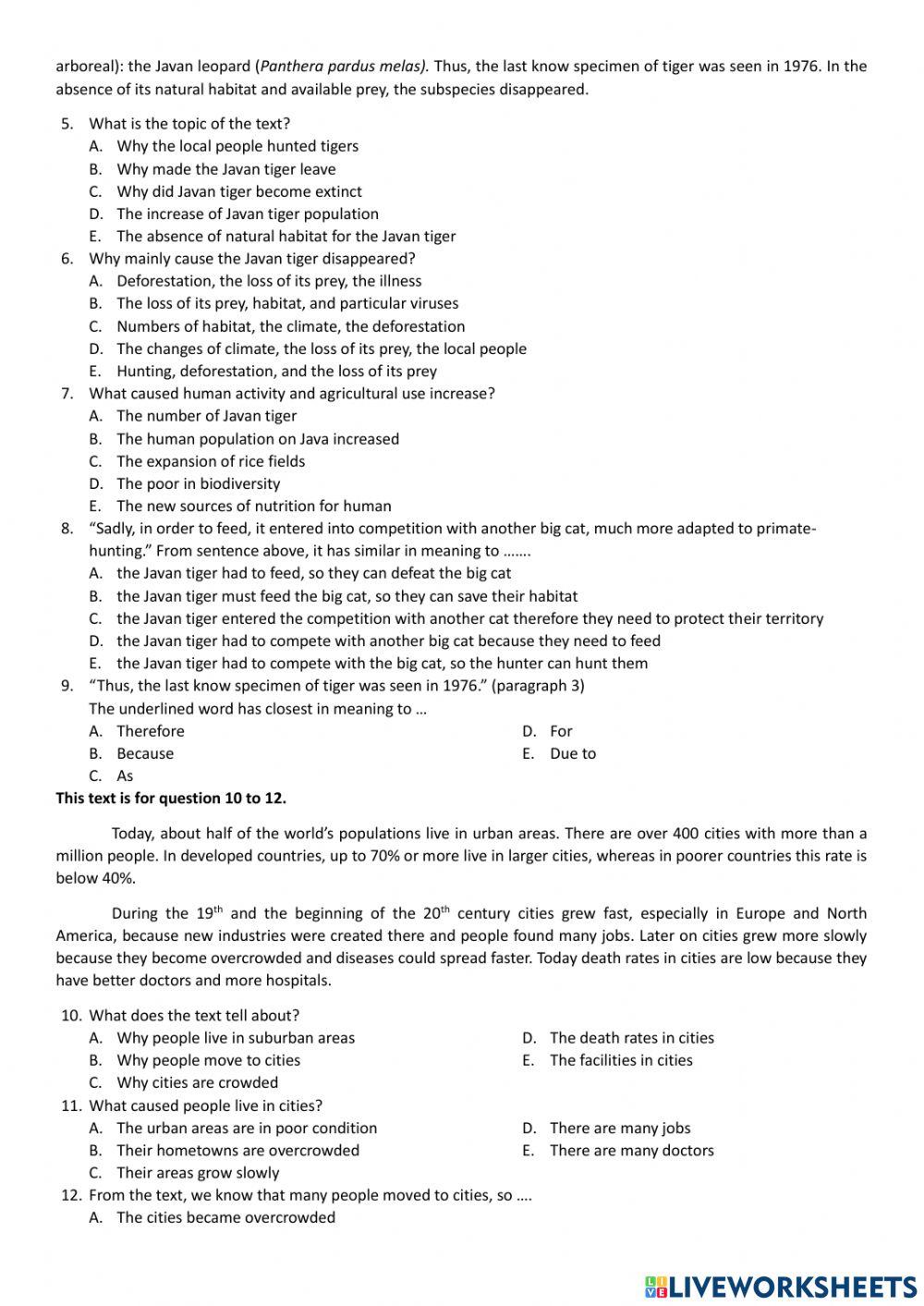 DAILY TEST 11 online exercise for | Live Worksheets