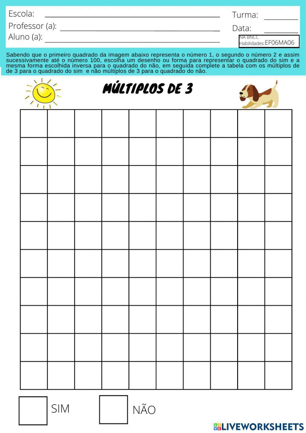Múltiplos de 3 online exercise for | Live Worksheets