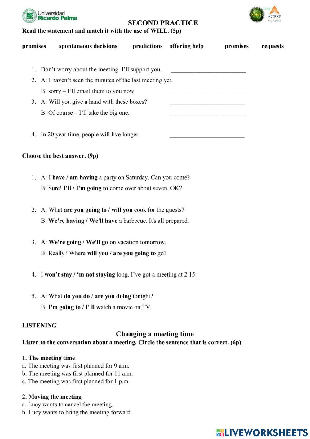 Business practice worksheet | Live Worksheets