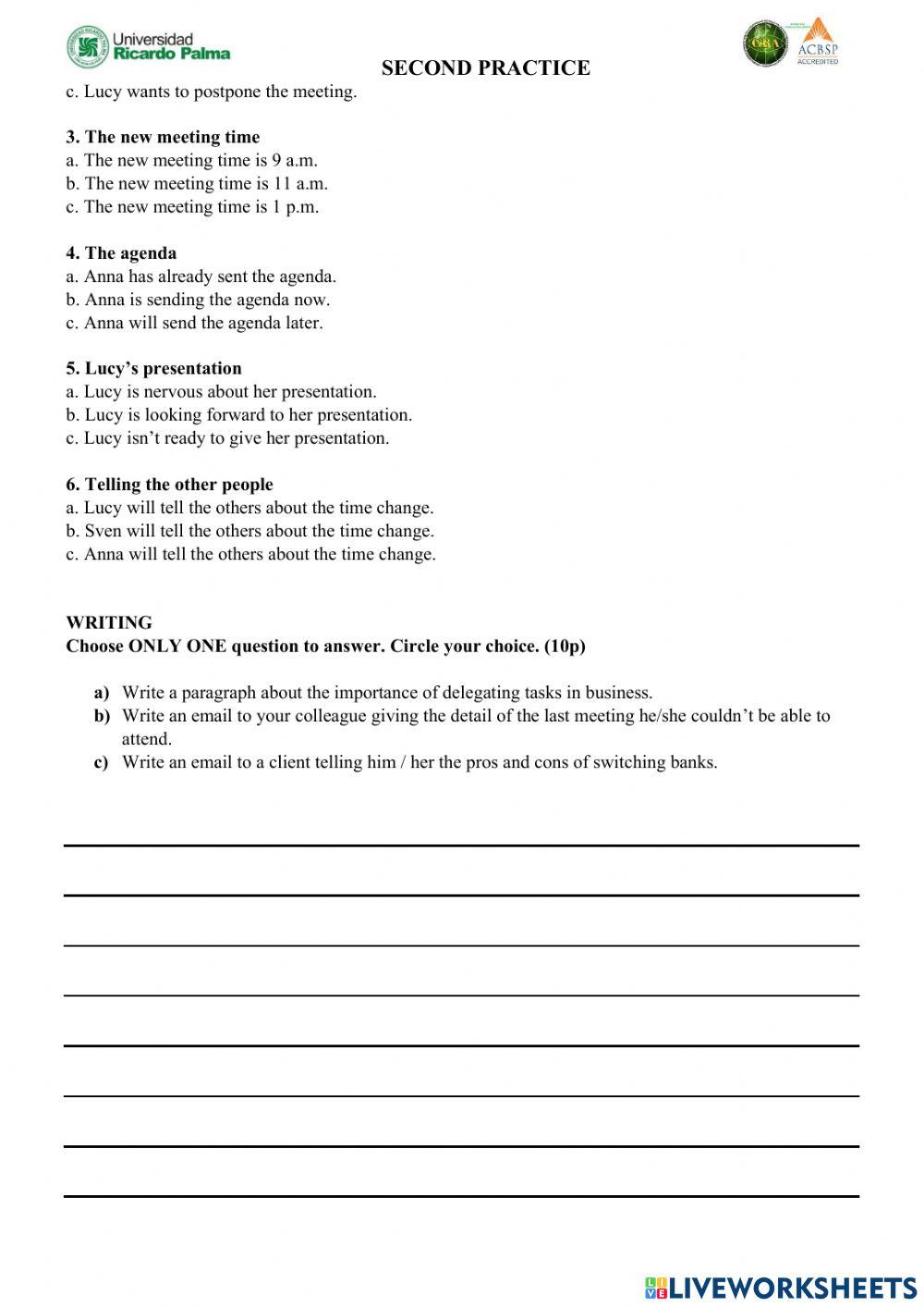 Business practice worksheet | Live Worksheets