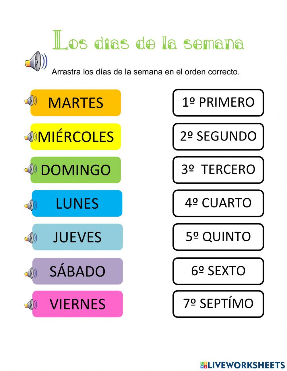 Los días de la … | Free Interactive Worksheets | 3667399