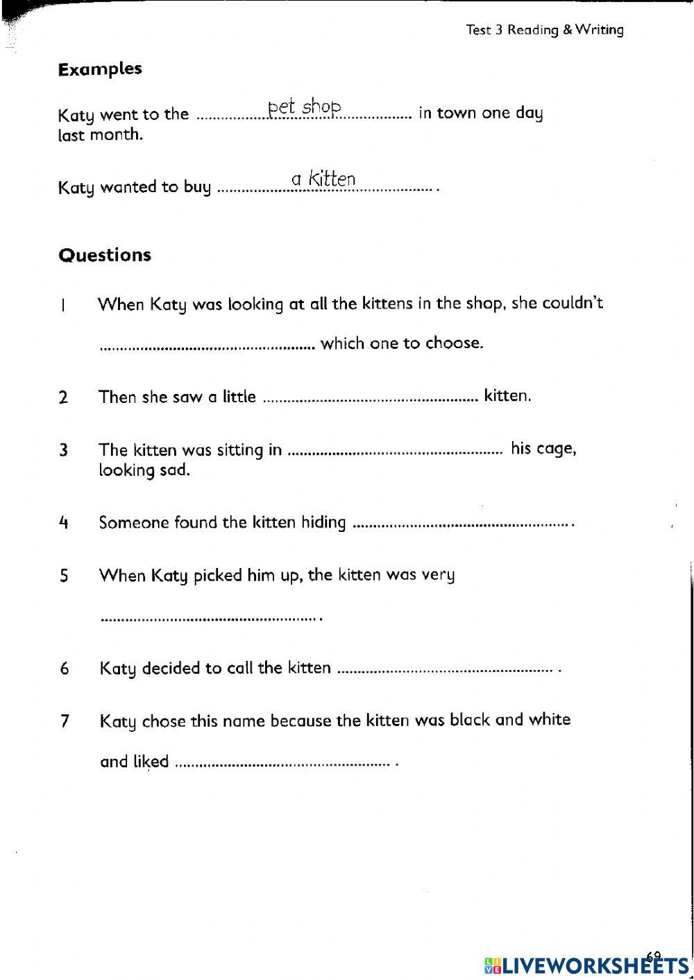 Reading and writing 11 worksheet | Live Worksheets