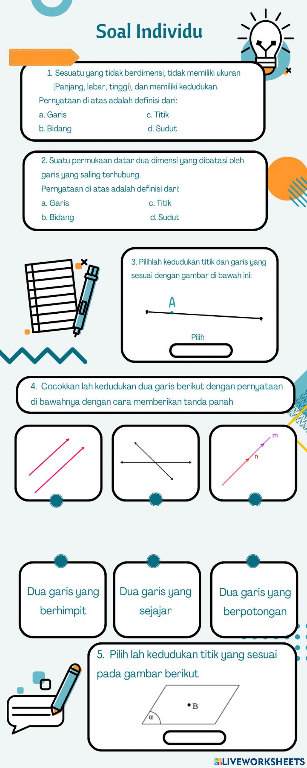 Garis dan sudut interactive exercise for Fase D | Live Worksheets