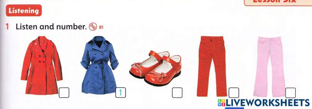 Family and Friends 1 unit 7 FF1 unit 7 clothes worksheet | Live Worksheets