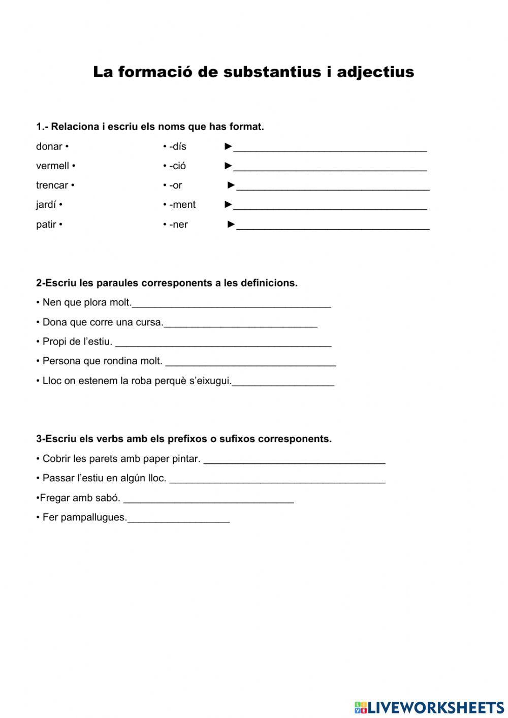 Formació de sub… | Free Interactive Worksheets | 2300709