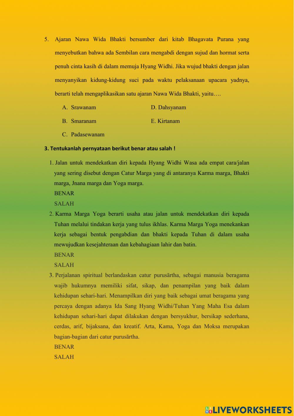 UH Bhakti Sejati | niluh ikayanti | Live Worksheets