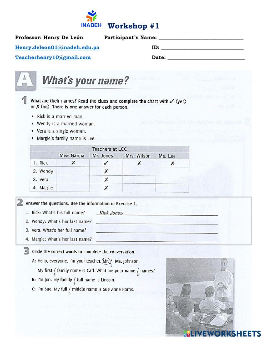 Workshop 1 Unit1 Lesson A and B 3667525 | Henry De León