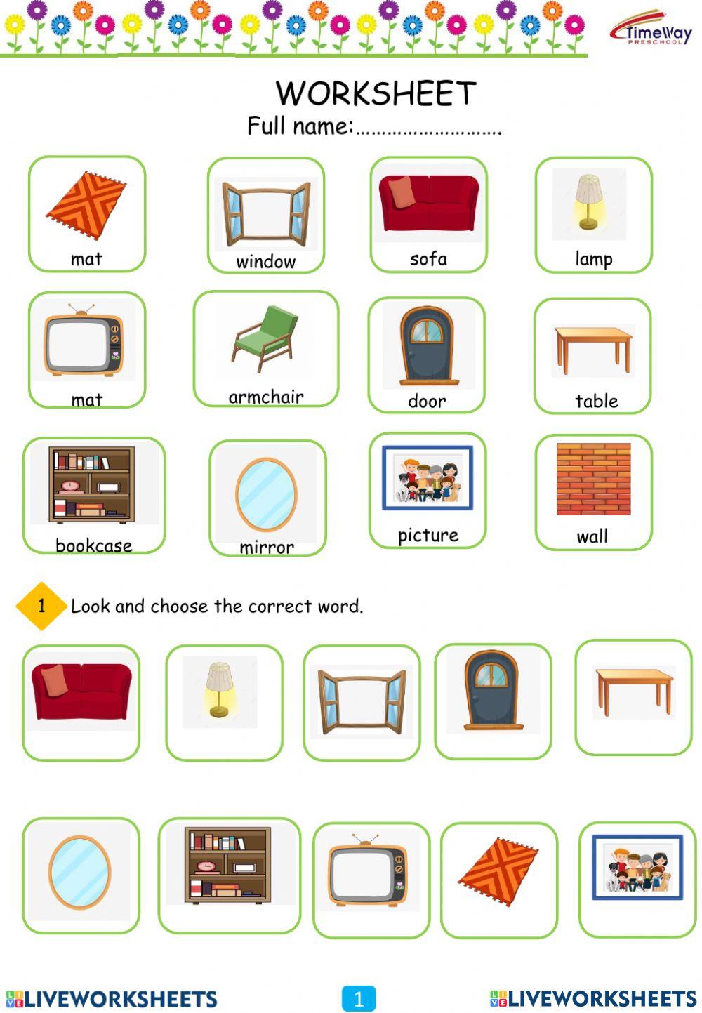 At home - exercise worksheet | Live Worksheets