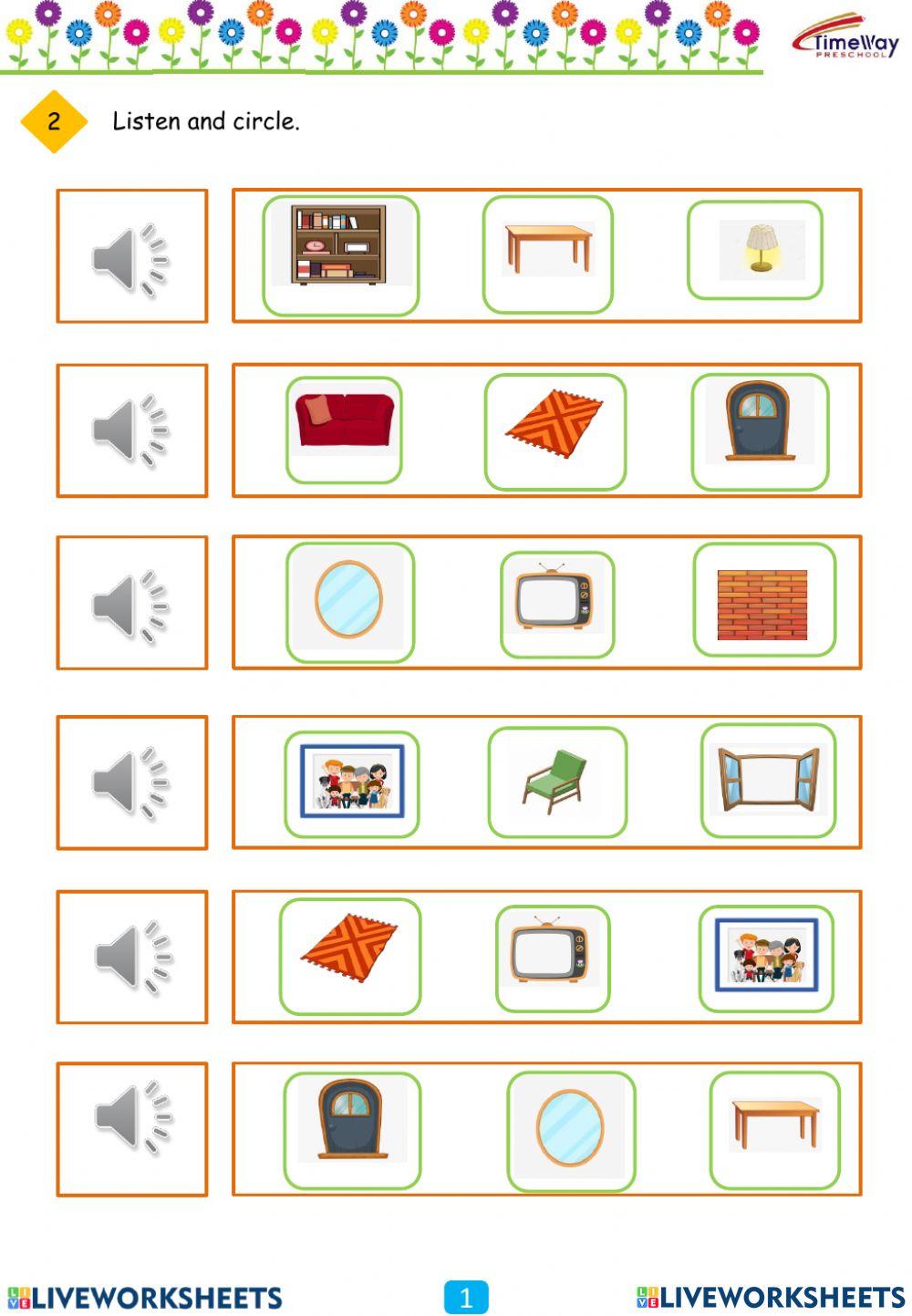 At home - exercise worksheet | Live Worksheets