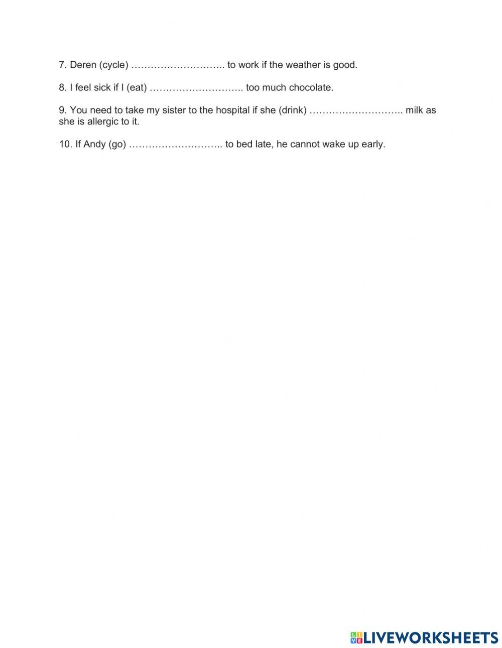 Conditional typ… | Free Interactive Worksheets | 2301442