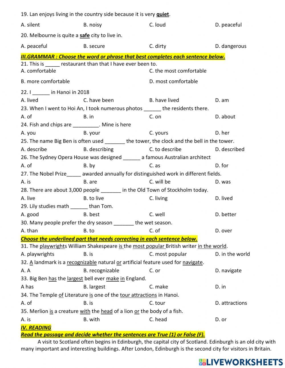 G6-unit 9 tn 50c test2 worksheet | Live Worksheets