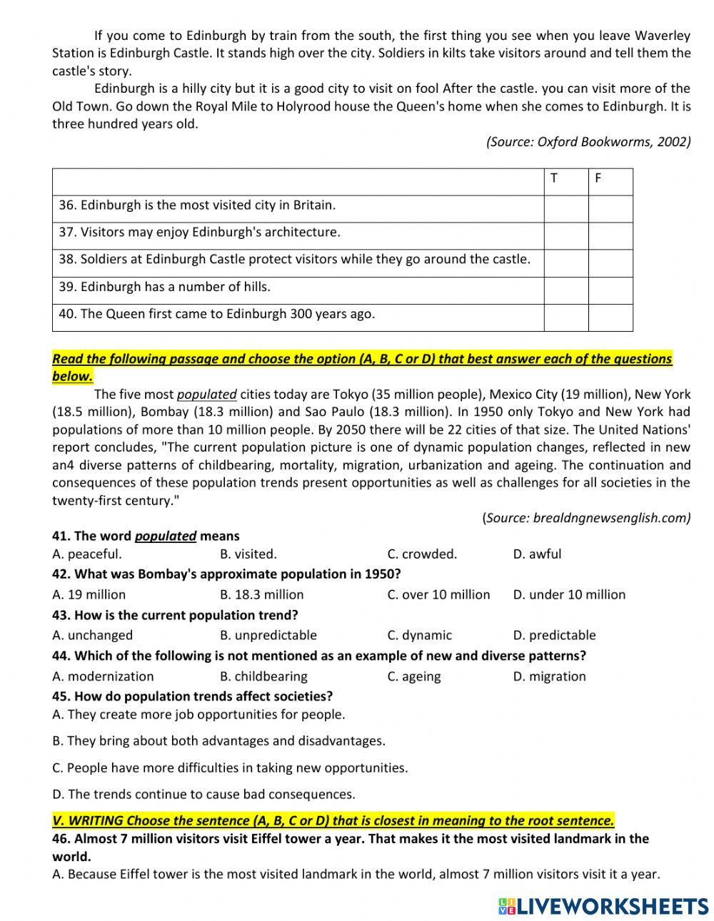 G6-unit 9 tn 50c test2 worksheet | Live Worksheets