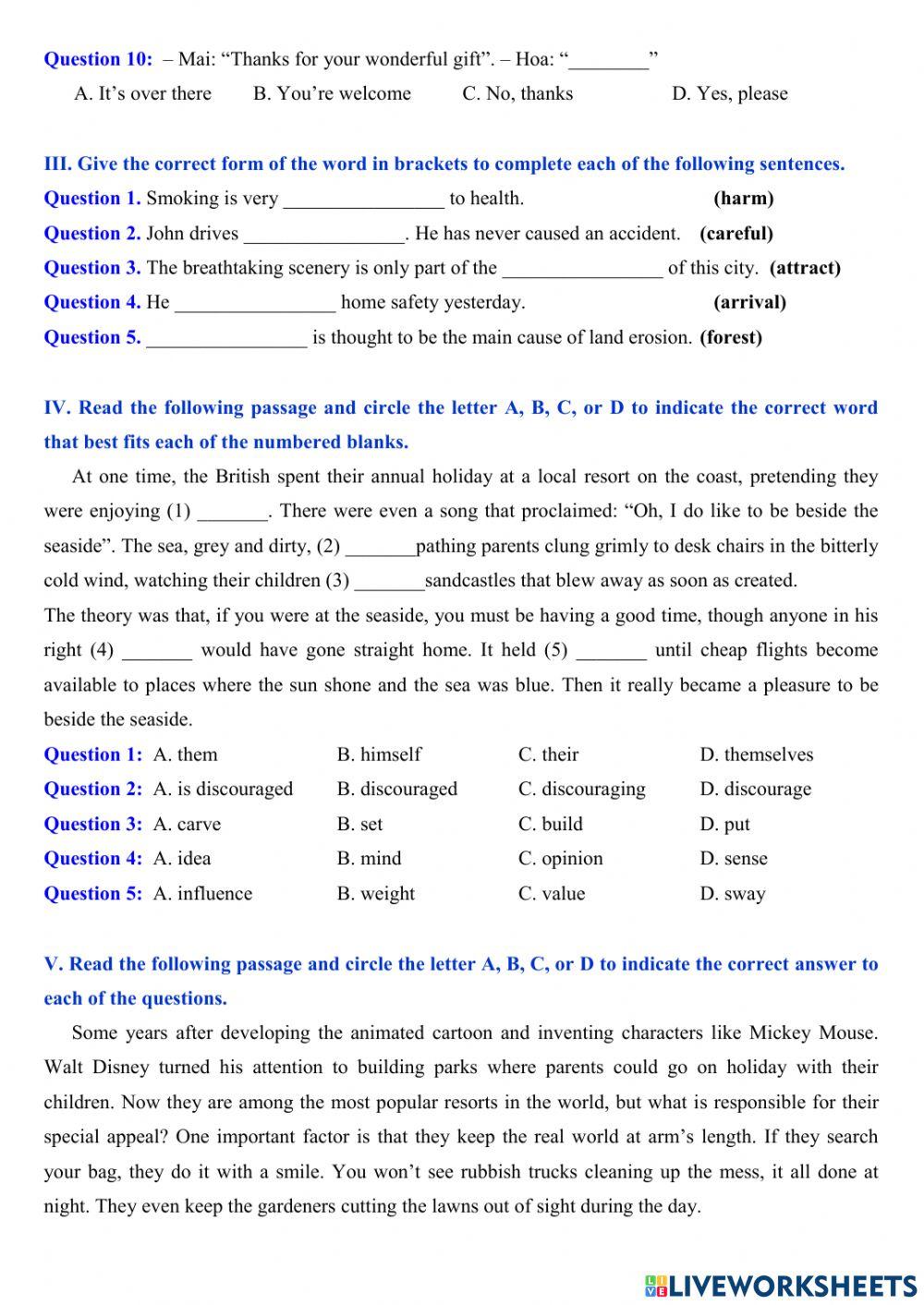 De vao 10 so 1-ME English worksheet | Live Worksheets