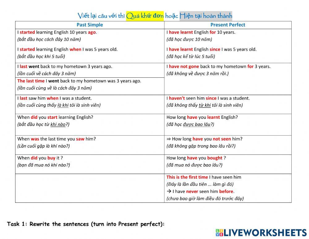 Tenses online exercise for 8 | Live Worksheets