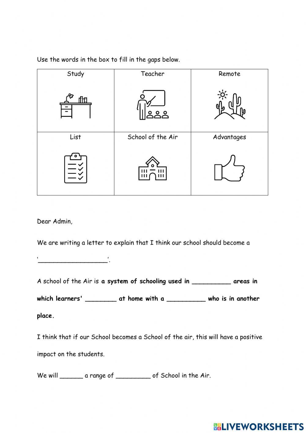 School on the Air Letter 1 worksheet | Live Worksheets