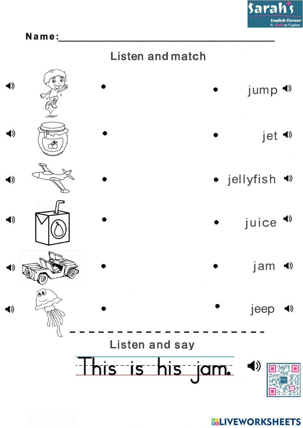 Phonics Jj interactive worksheet | Live Worksheets
