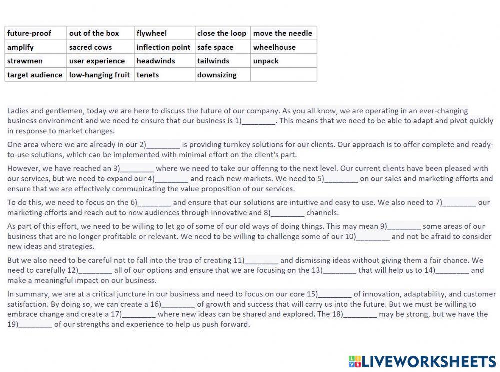 Business Buzz W… | Free Interactive Worksheets | 2301937