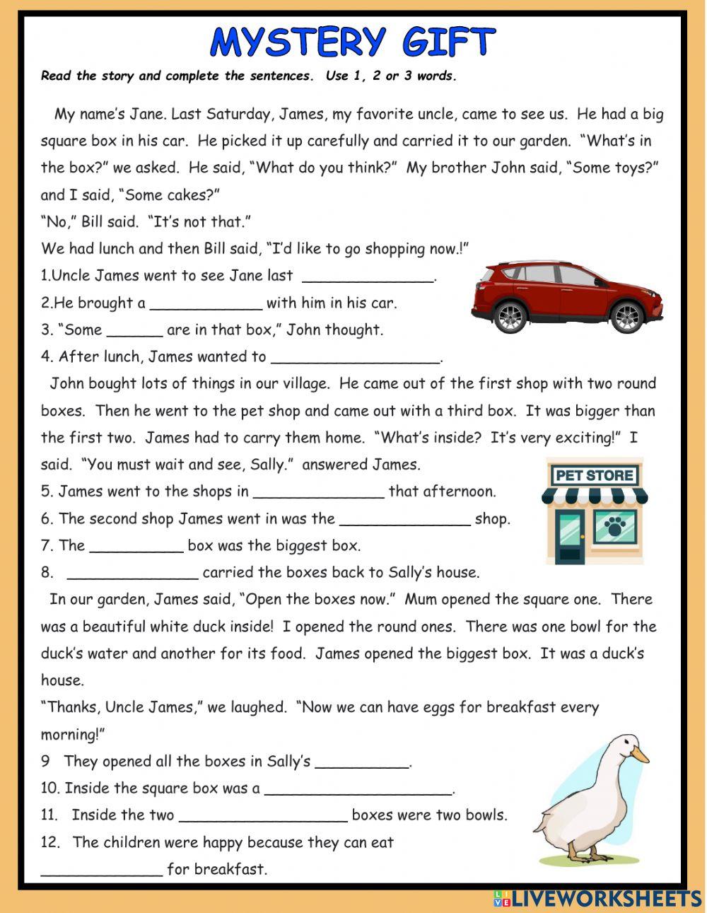Mystery Gift Reader worksheet | Live Worksheets