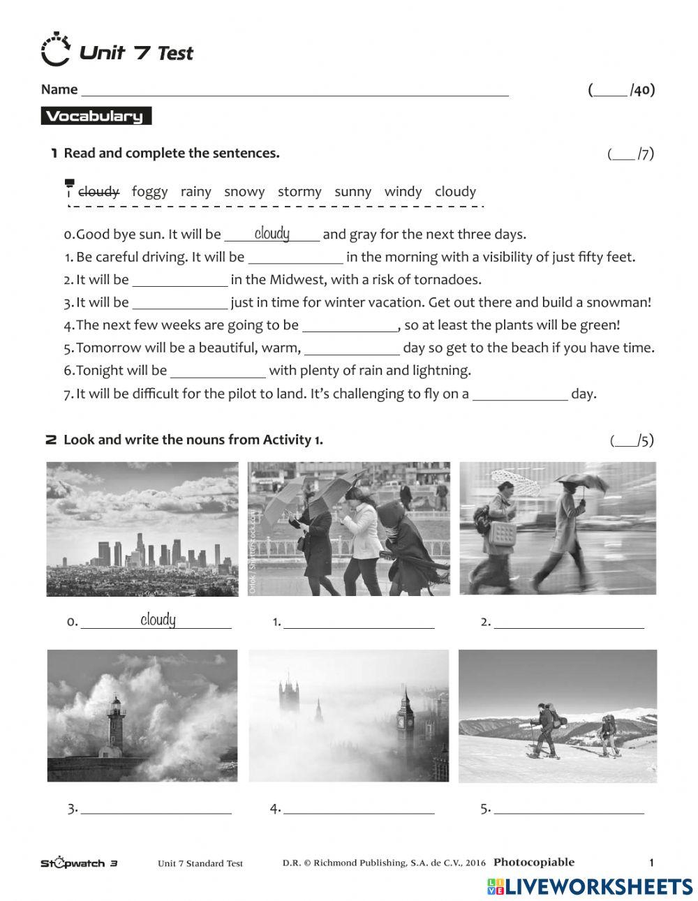 Stopwatch 3 Test 7 online exercise for | Live Worksheets