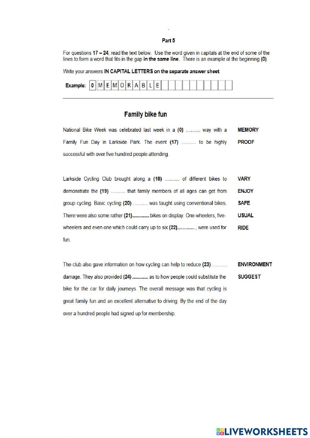 Fce interactive activity for upper-intermediate | Live Worksheets