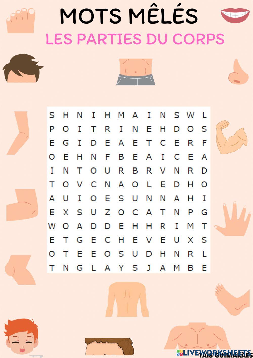 Les parties du corps online worksheet for A1 | Live Worksheets