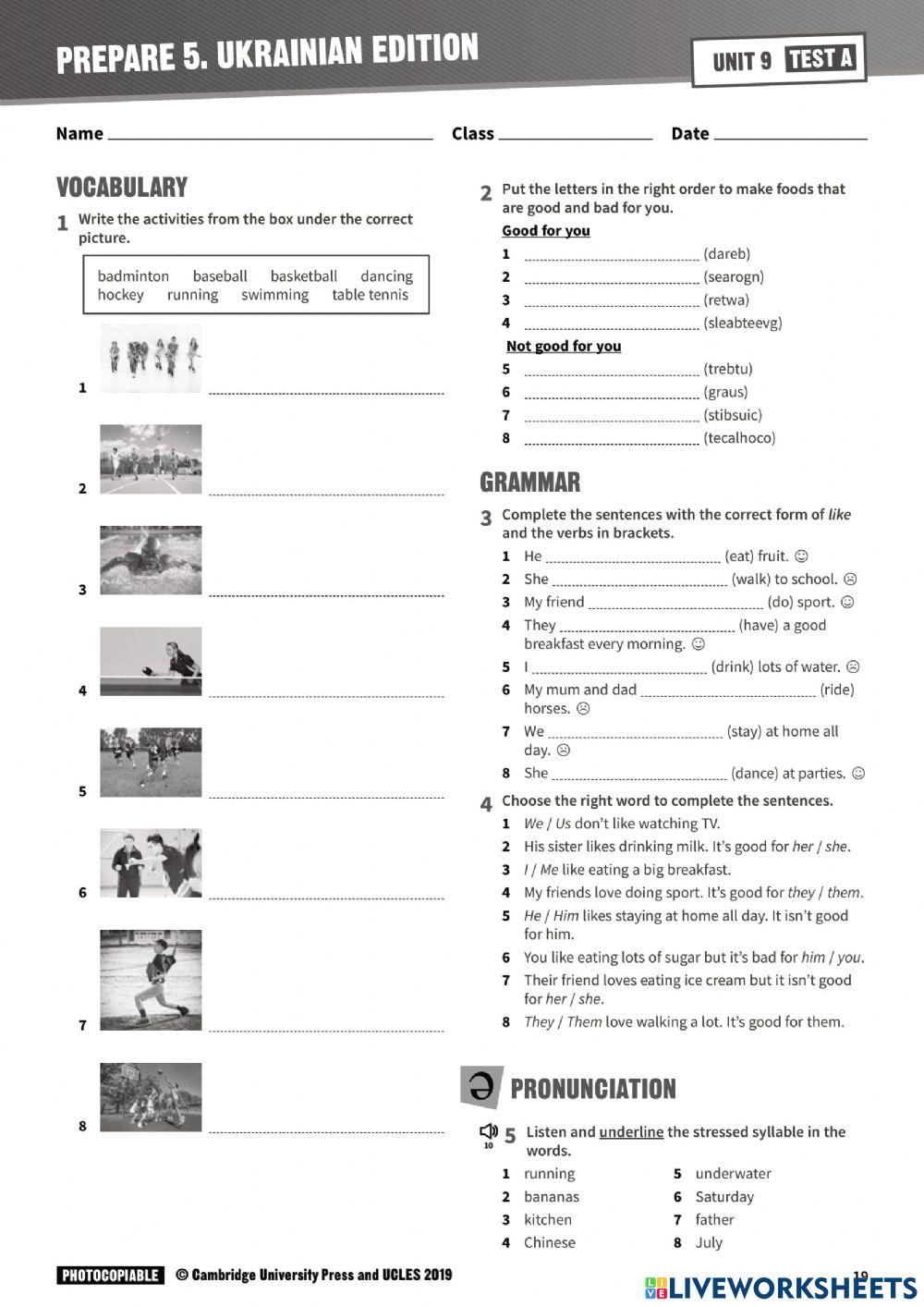 Prepare A1 NUS. Unit 9 -Feeling good- 4011750
