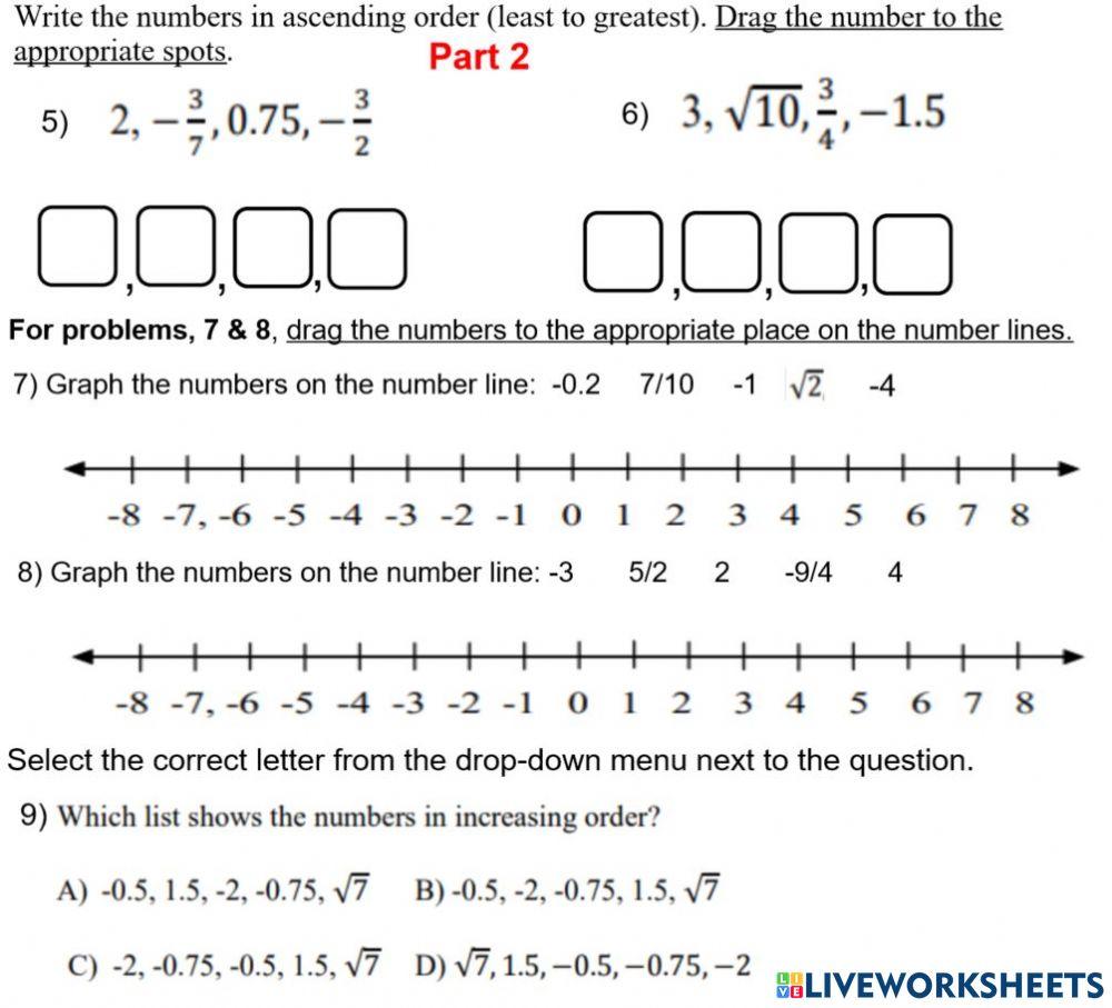 2303372 | Classifying & Ordering Real Numbers-part 2