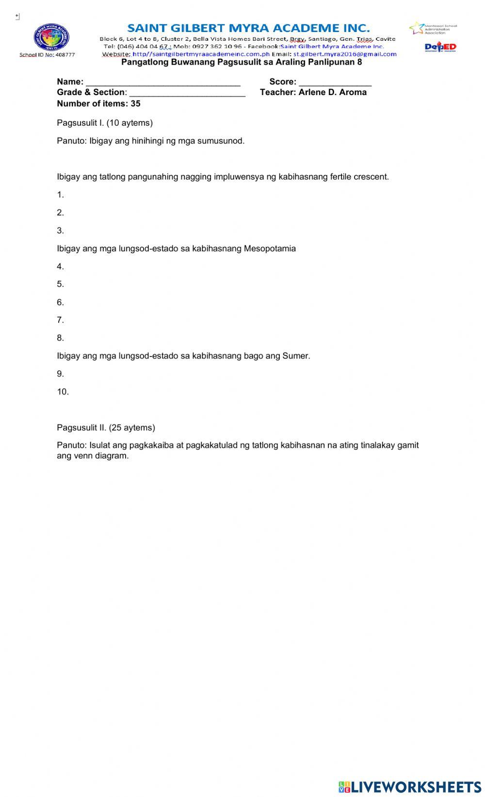 3RD AP 8 online exercise for | Live Worksheets