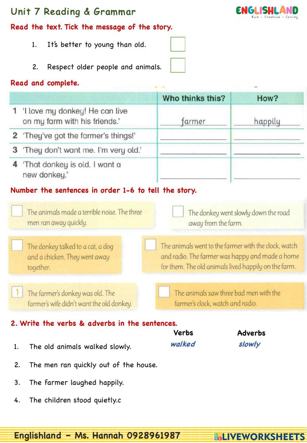 U7 Reading Grammar 2303713 | Hanna Nguyen | Live