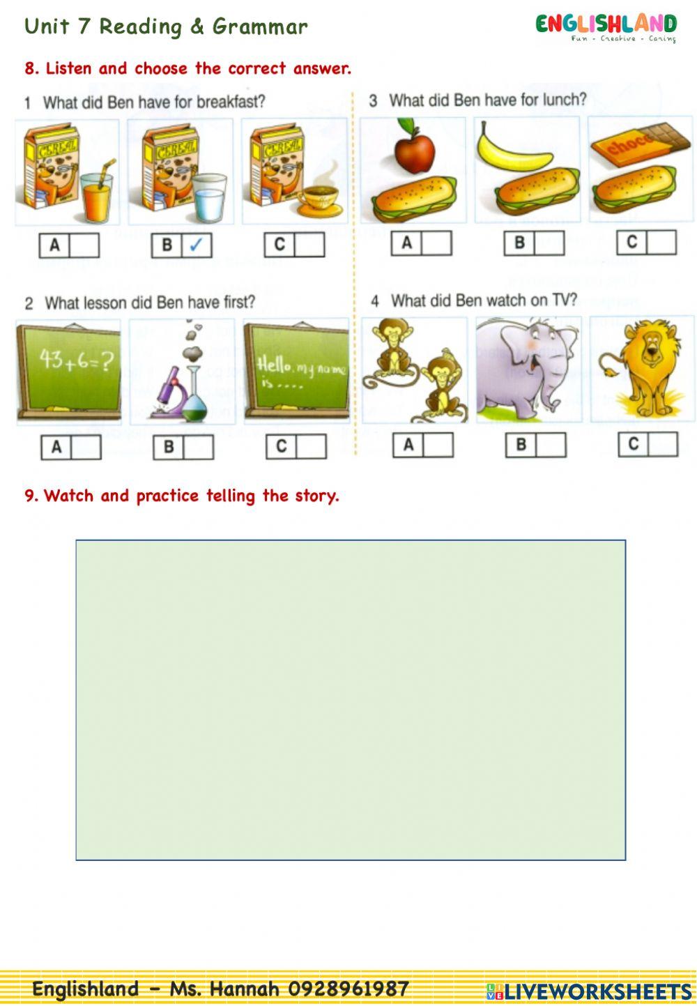 U7 Reading Grammar 2303713 | Hanna Nguyen | Live