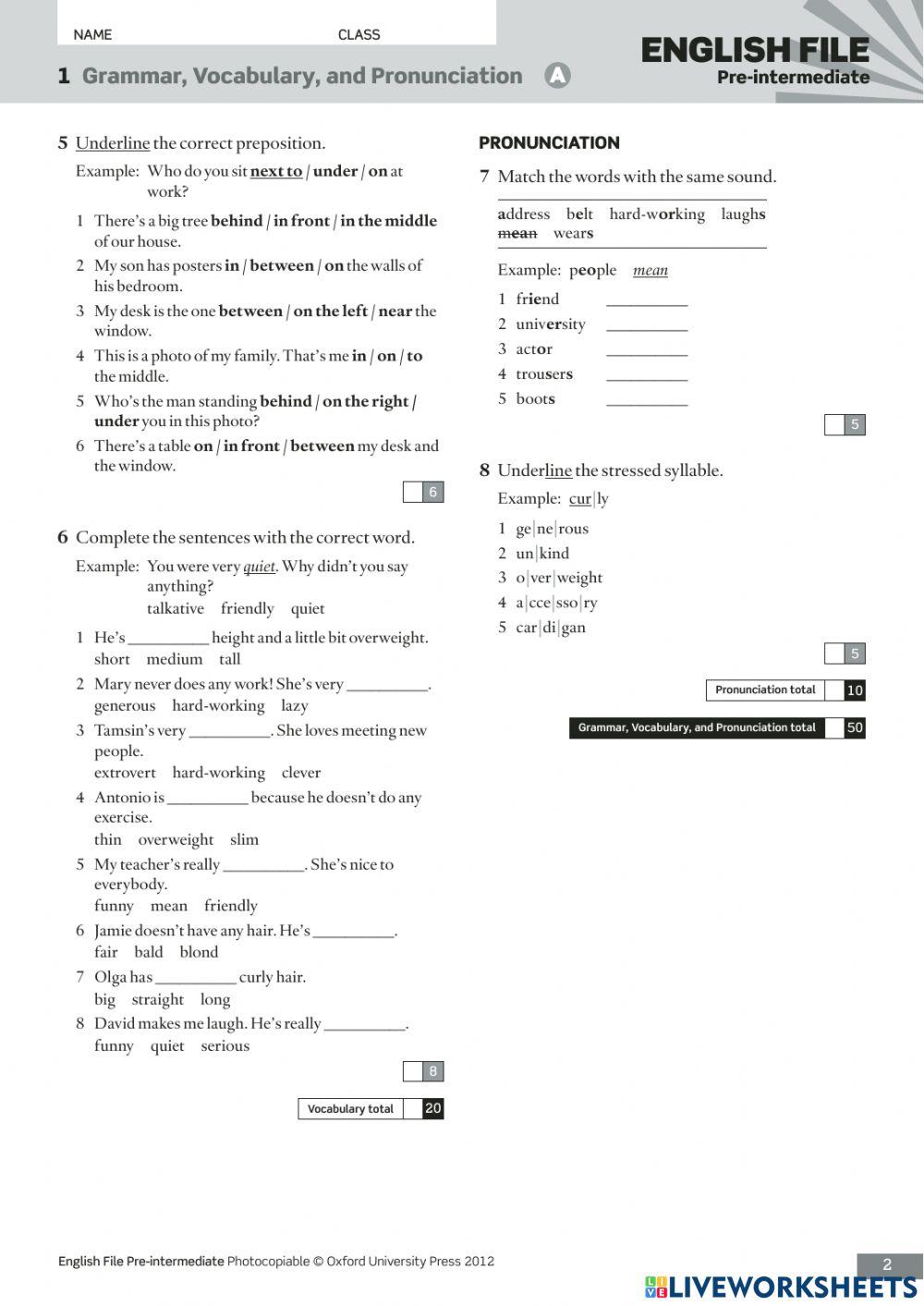 EF - TEST - Pre… | Free Interactive Worksheets | 5381008
