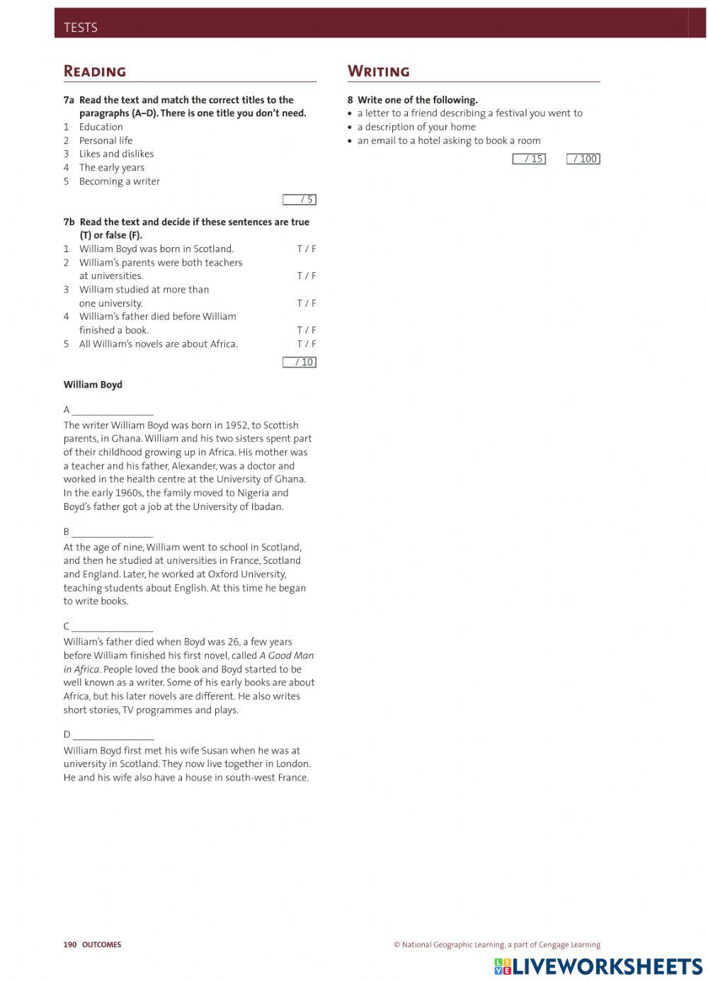 Outcomes-Beginner-EOT-1 online exercise for | Live Worksheets