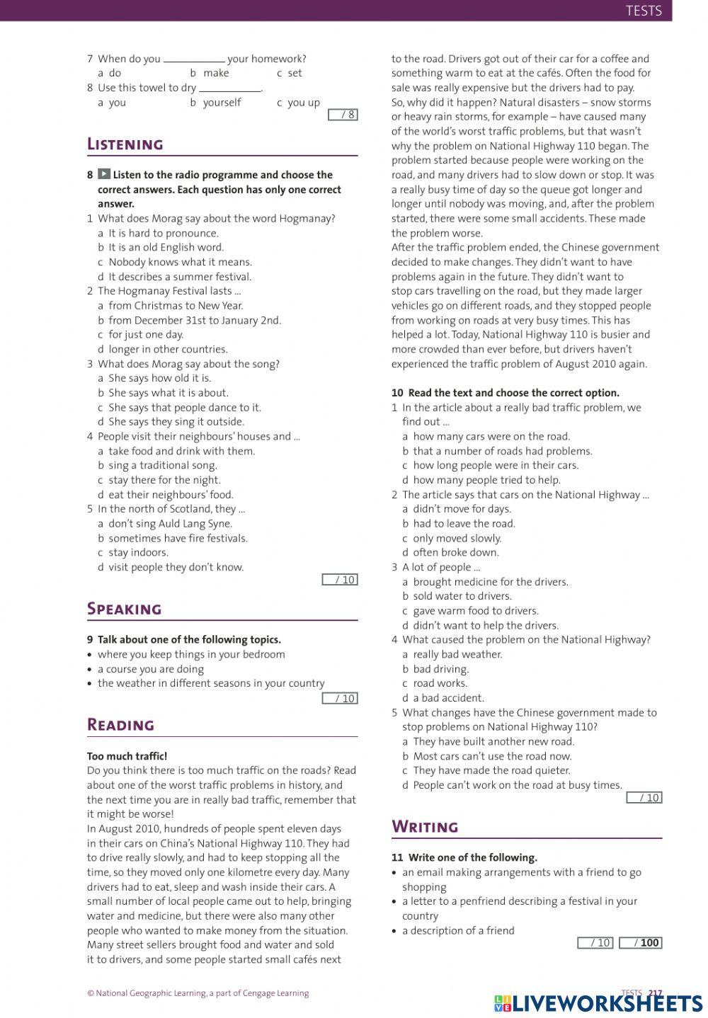 Outcomes-Elementary-EOT-1 online exercise for | Live Worksheets