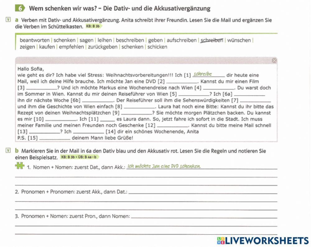 Personalpronomen Dativ Akkusativ online exercise for A2 | Live Worksheets Personalpronomen Dativ Akkusativ online exercise for A2 | Live Worksheets